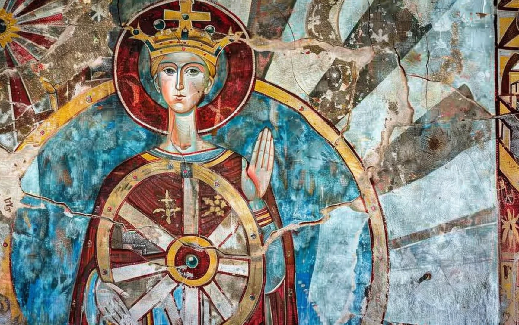 sacred_Orthodox_fresco_tilt_view_Saint_Catherine_witbefec_04455 ...